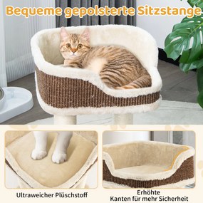 Costway Malé škrabadlo s plyšovým sedákem a míčkem a sisalovými škrabadly cat