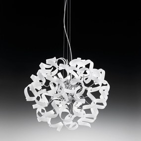 Metal Lux 206.150.02 Astro White, bílé designové závěsné svítidlo v průměru 50cm, 6x40W, bílé sklo, chrom