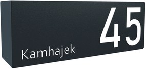 Domovní číslo tabulka lakovaná 16 Velikost: 20 x 50 x 15(ohyb) cm  (XXL), Odstín: RAL 7016 - Antracit, Ohyb: Na levé straně od čísla