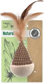 Magic Cat Hračka - Natural Fun kužel s pírky karton-plyš bílá 6cm