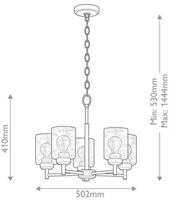 Kichler KL-WINSLOW5-NBR - Lustr na řetězu WINSLOW 5xE27/60W/230V mosaz