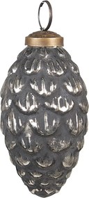 Černo-stříbrná antik skleněná ozdoba šiška - Ø 6*10 cm