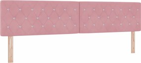 Postel s boxspringem s matrací s čelo Růžová 200 x 200 cm samet 3339133