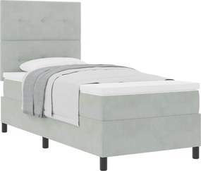 Postel s boxspringem s čelo Světle šedá 100 x 200 cm samet 3339812