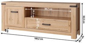 Kondela RTV stolek 1D1S/160, dub wotan, MORATIZ