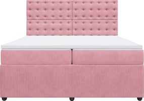 Box spring postel s matrací růžová 200x200 cm samet 3294747