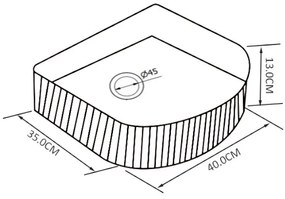 BPS-koupelny Keramické umyvadlo na desku HYD-FO-BL-400 40x35 cm, černé lesklé