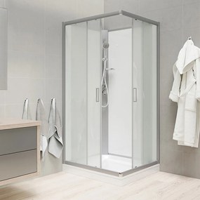 Mereo Mereo, Sprchový box bez střechy, čtvercový, satin ALU, sklo Point, zadní stěny bílé, CK34122KMW