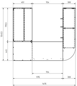 Rohová šatna - šatní skříň Cariba, dub san remo/grafit