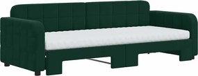 Válenda s přistýlkou a matracemi tmavě zelená 80 x 200 cm samet 3196948