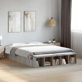 Rám postele šedý sonoma 150 x 200 cm kompozitní dřevo 3280564