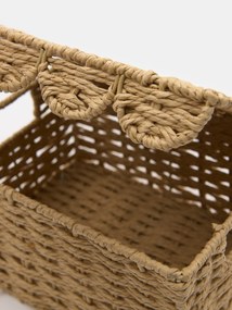 Sinsay - Pletený úložný koš s víkem a úchyty - béžová
