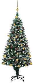 Umělý vánoční stromek LED osvětlení sada koulí a šišky 150 cm
