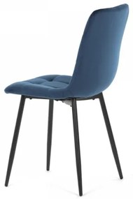Jídelní židle modrá sametová látka, kovové nohy černé CT-281 BLUE4