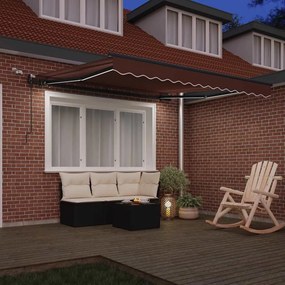 Automatická zatahovací markýza s LED světly hnědá 300 x 250 cm 3310204