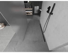 Mexen Kioto, průchozí sprchová zástěna 110 x 200 cm, 8mm sklo námraza, 2x černá stabilizační rozpěra, 800-110-002-70-30