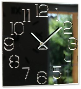 Stylové hranaté hodiny černé barvy 30 cm