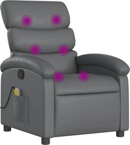 Masážní polohovací křeslo šedé, umělá kůže 3205849