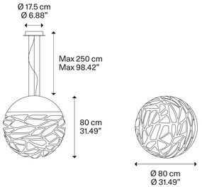 Lodes Závěsné svítidlo Kelly L Sphere, Ø 80 cm, 4xE27 Barva: Měděný bronz