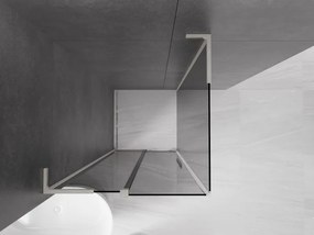 Mexen Velar L, sprchový kout s posuvnými dveřmi 110 x 110 cm, 8mm šedé sklo, broušená ocel, 871-110-110-43-97