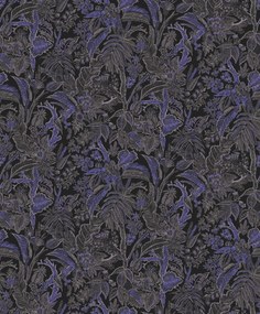 Černo-modrá vliesová tapeta s květinami a listy, SUM503, Summer, Khroma by Masureel