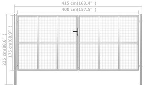 vidaXL Marketos Zahradní branka pozinkovaná ocel 400 x 175 cm stříbrná