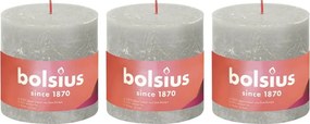 Bolsius Rustikální válcové svíčky Shine 3 ks 100x100 mm měkce perlové [440877] Barva: Rustikální taupe