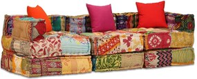 3místný modulární pouf patchwork textil 244979