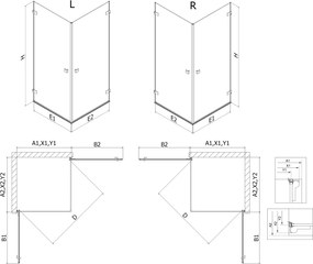Mexen Lunar-B Duo, výklopný sprchový kout 100 x 85 cm, 8mm čiré sklo, chromový profil, 832-100L-085P-01-00