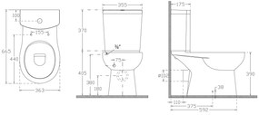 Sapho, KAIRO WC kombi, zadní odpad, splachovací mechanismus, PC105
