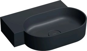 OMNIRES Ovo M+ - Umyvadlo 56x39 cm, bez přepadu, bez otvoru pro baterii, levé, matná černá OVO555UWLBLV