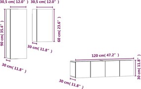 4dílný set TV skříněk kouřový dub kompozitní dřevo 3120314