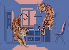 Malvis ® Tapeta Tygři v pokoji Vel. (šířka x výška): 144 x 105 cm