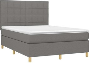 Box spring postel s matrací a LED tmavě šedá 140x190 cm textil 3135430
