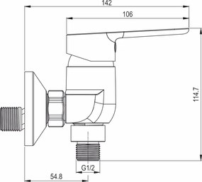 Mereo Mereo, Sprchová nástěnná baterie, Zuna, bez příslušenství, chrom, CB601A03Z