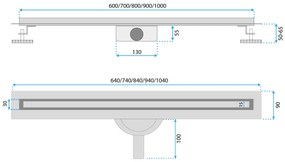 Odtokový žlab REA NEOX SLIM PRO 60 cm, broušený nikl