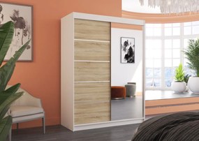 Šatní skříň s posuvnými dveřmi Limbo - 150 cm Barva: Bílá/Sonoma
