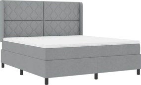 Postel s boxspringem s čelo Světle šedá 200 x 180 cm textil 3341721
