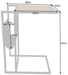 Designový stůl na notebook s úložným prostorem Giuliana 48 cm imitace dub