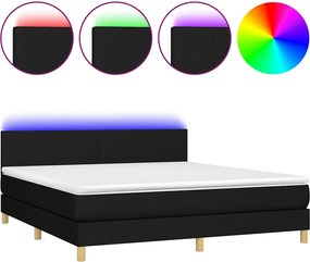 Box spring postel s matrací a LED černá 180x200 cm textil 3133575