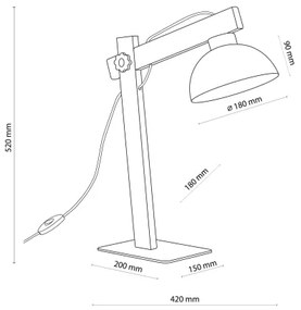 Stolní lampa OSLO 1xE27/15W/230V borovice/černá