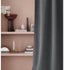 Zatemňující závěs na řasící pásku tmavě šedé barvy 140 x 250 cm