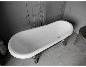 Mexen Retro, volně stojící vana 170 x 75 cm, bílá-černá, chromové nohy, 53251707575-00