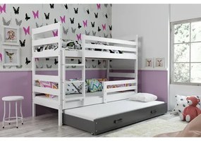 Dětská patrová postel s výsuvnou postelí ERYK 200x90 cm Šedá Bílá