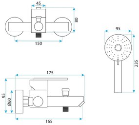 Nástěnná vanová baterie REA Ontario, kartáčovaná měď