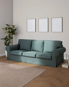 Potah na pohovku IKEA Ektorp 3-místná, rozkládací STARÝ MODEL PIXBO barva modrá látka pletený vzor