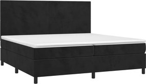 Box spring postel s matrací a LED černá 200x200 cm samet 3136025