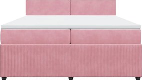 Box spring postel s matrací růžová 200x200 cm samet 3290129