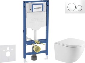 Geberit Duofix - Set předstěnové instalace, klozetu Oudee a sedátka softclose, tlačítko Sigma20, bílá/chrom SANI11CA3196