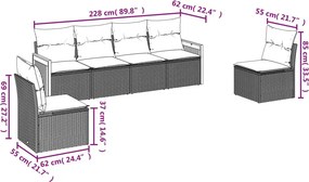 6dílná zahradní sedací souprava s poduškami černá polyratan 3227539